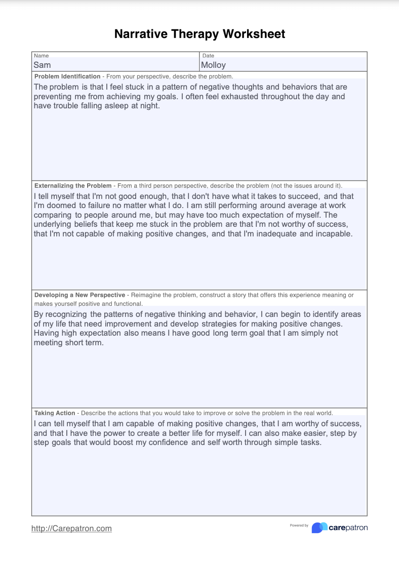 Narrative Therapy Worksheet